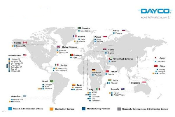 Sabia que a DAYCO está presente em 22 países e mais de 40 localizações ...
